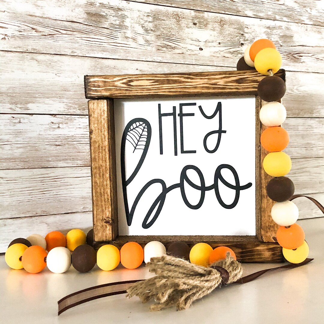 Hey Boo Wooden Sign Halloween Sign Tiered Tray Decor Fall Decor ...