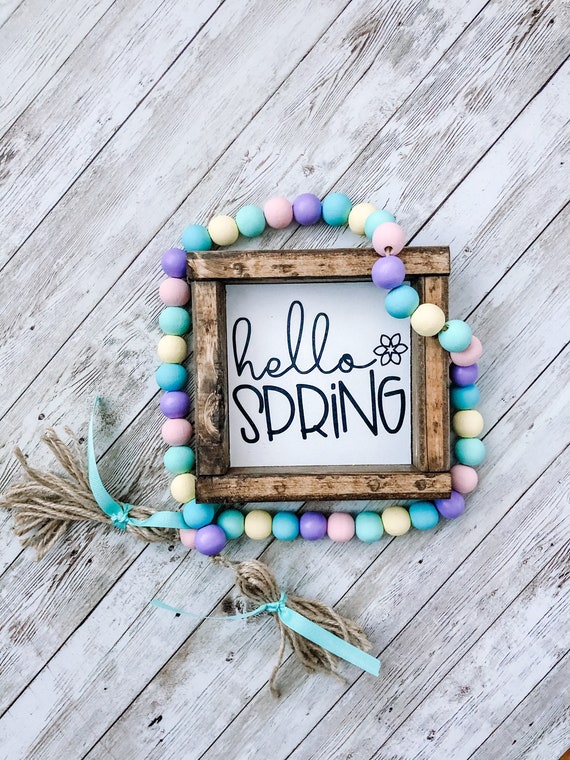 Hello Spring Sign Rustic Spring Sign Spring Tiered Tray | Etsy