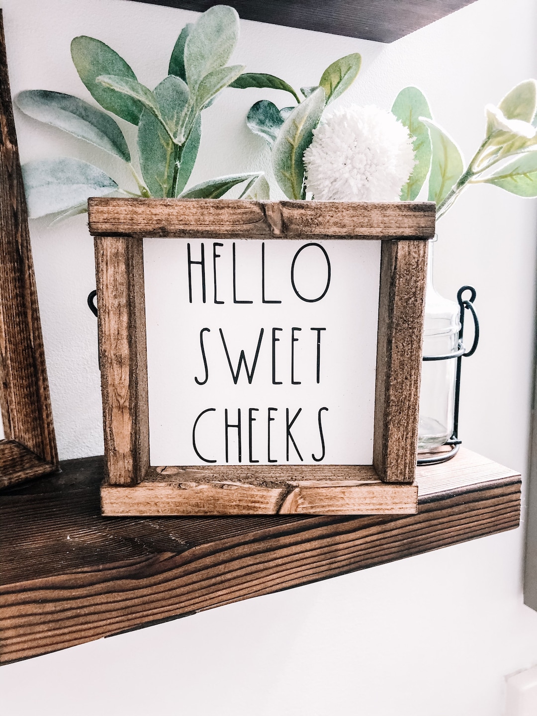 Hello Sweet Cheeks Sign / Funny Bathroom Sign / Bathroom Sign / Rustic ...