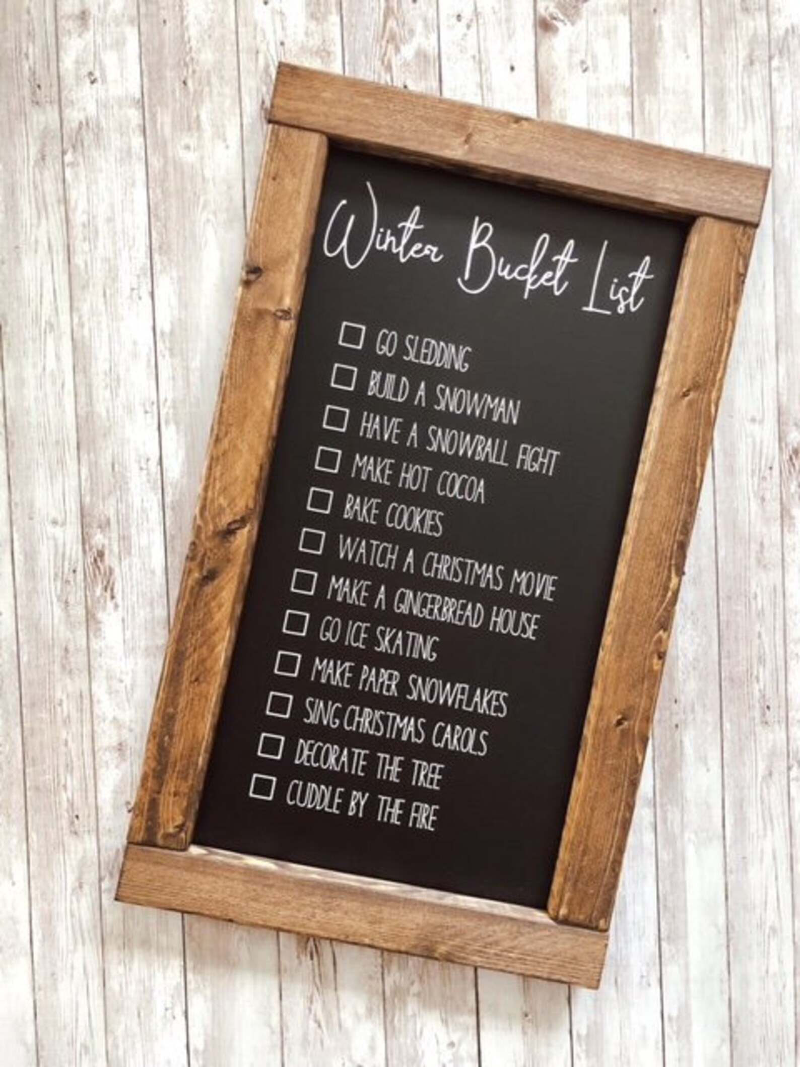 Winter Bucket List Sign Chalkboard Winter Sign Rustic Fall - Etsy