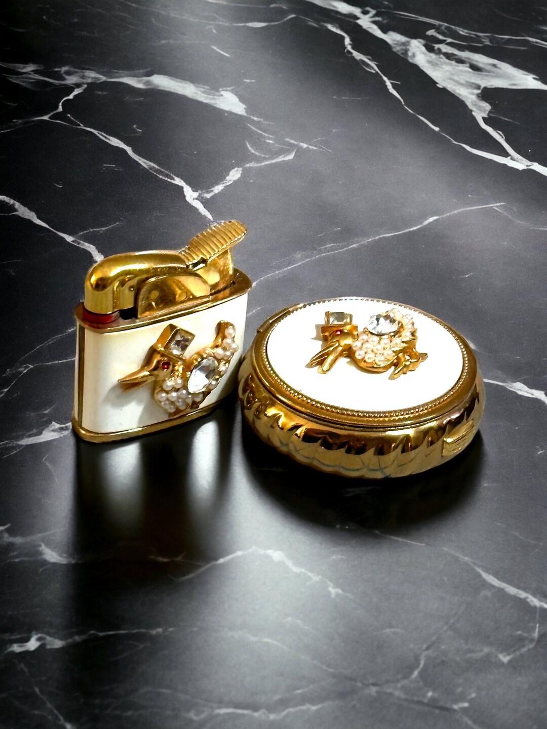 RARE Vintage Evans Jeweled Duck Lighter and Matching Face - Etsy