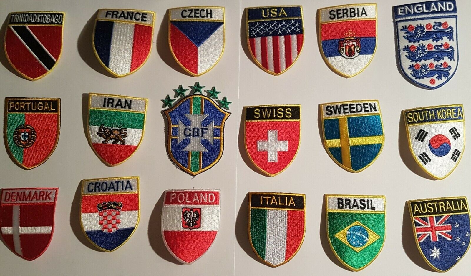 High Quality Country Flag Emblem Embroidered Iron on Shield Patches 2 ...