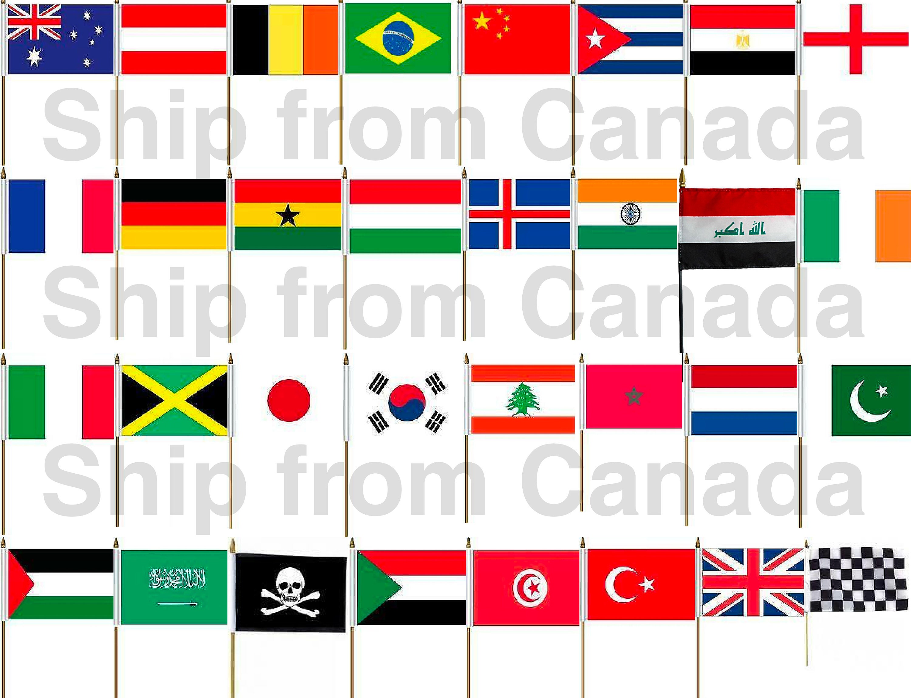 Small Country (letter A-K) Handheld Stick Table Desk Flags 4"x6 ...