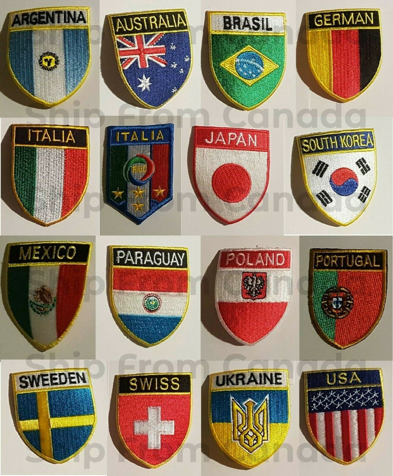 High Quality Country Flag Emblem Embroidered Iron on Shield Patches 2 ...