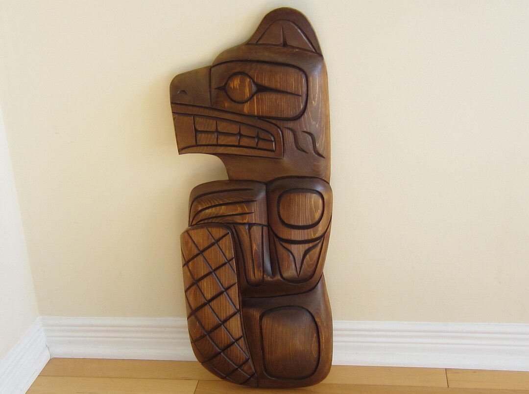 Haida Beaver Wood Carving Large Plaque 22 Inches Tall Signed Doran ...