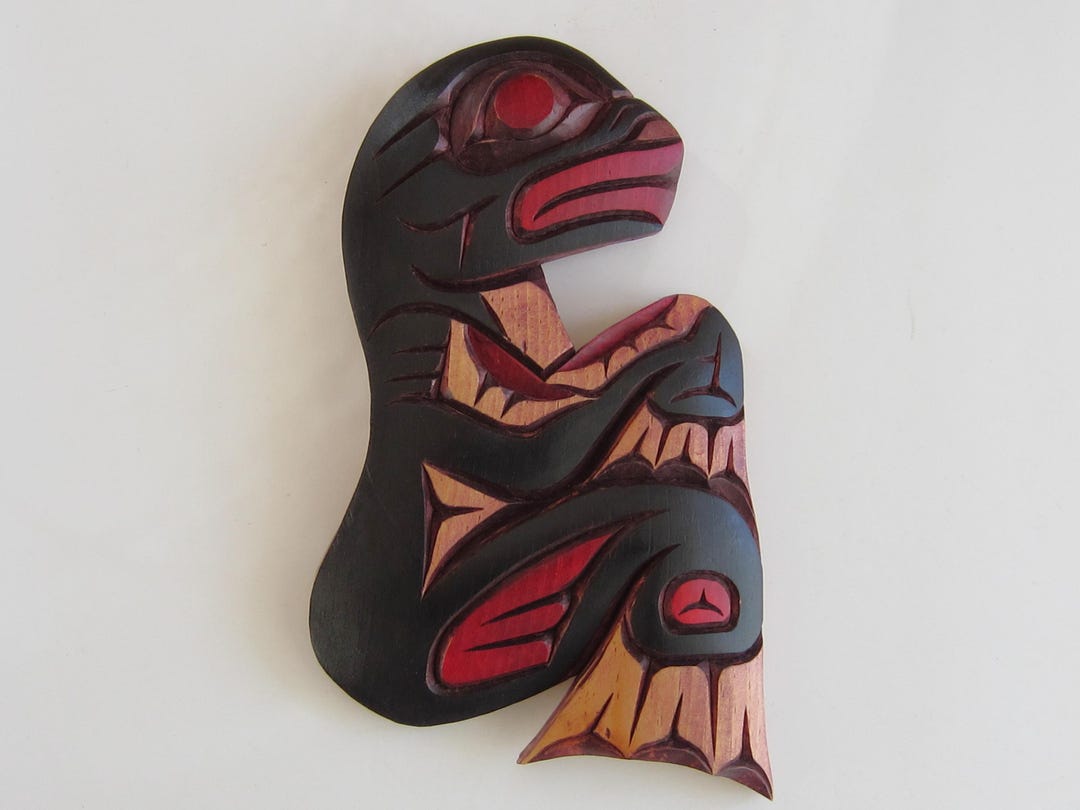 Haida Carving Wood Plaque Frog Signed Simon Lowe First Nations Carving ...