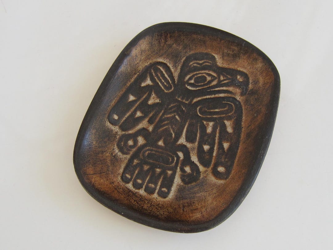 Ruth Meechan / Gene Barker Haida Eagle Canadian Pottery Dish or Catch ...