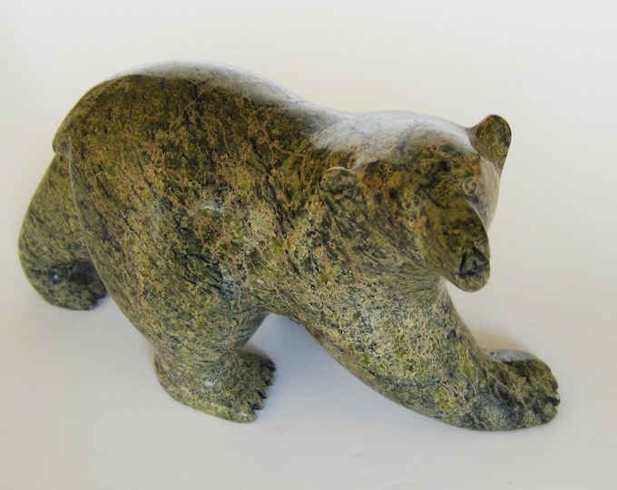 Walking Bear Signed INUIT Soapstone Art Carving First Nations, 6 Inches ...