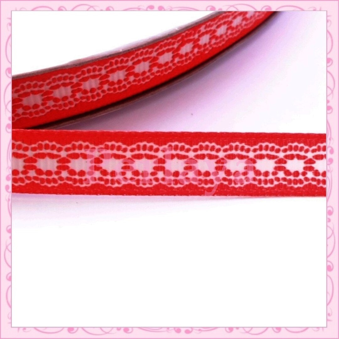 1 Meter Ribbon 9mm Grosgrain Ribbon Red Lace Pattern - Etsy