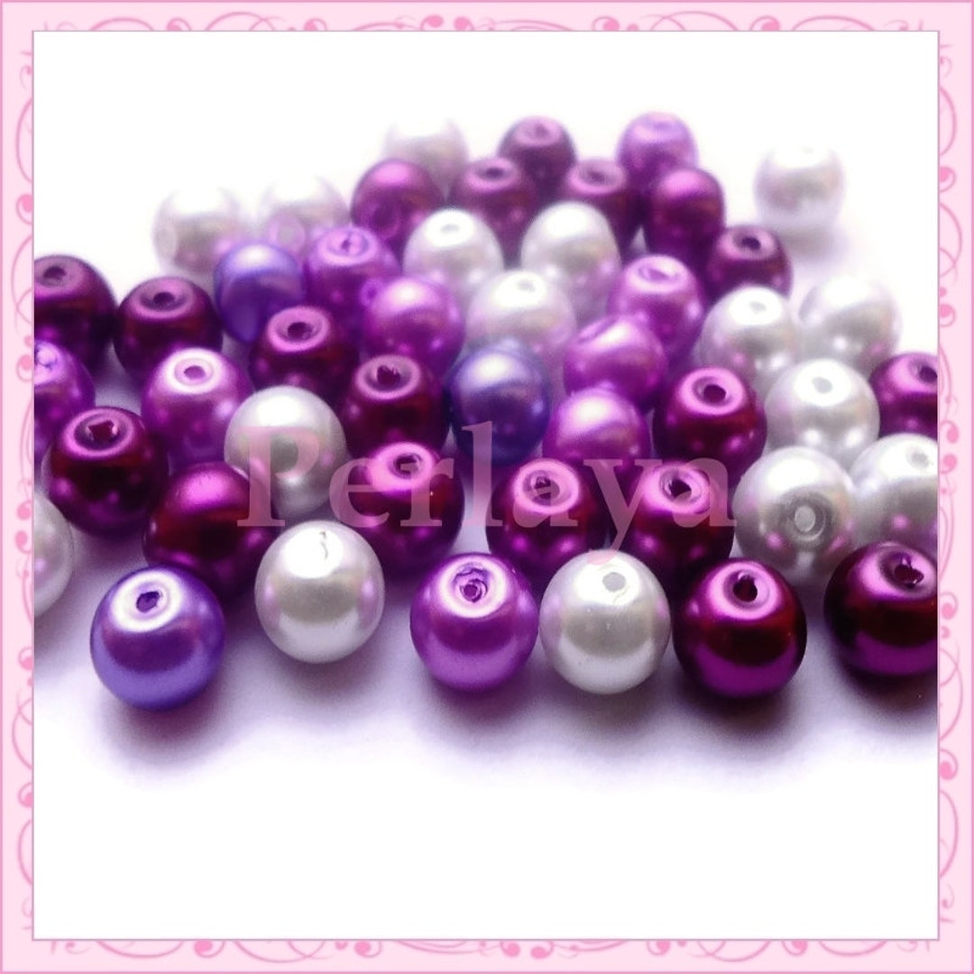 100 8mm Purple Pearly Glass Glass Beads REF1183X2 - Etsy