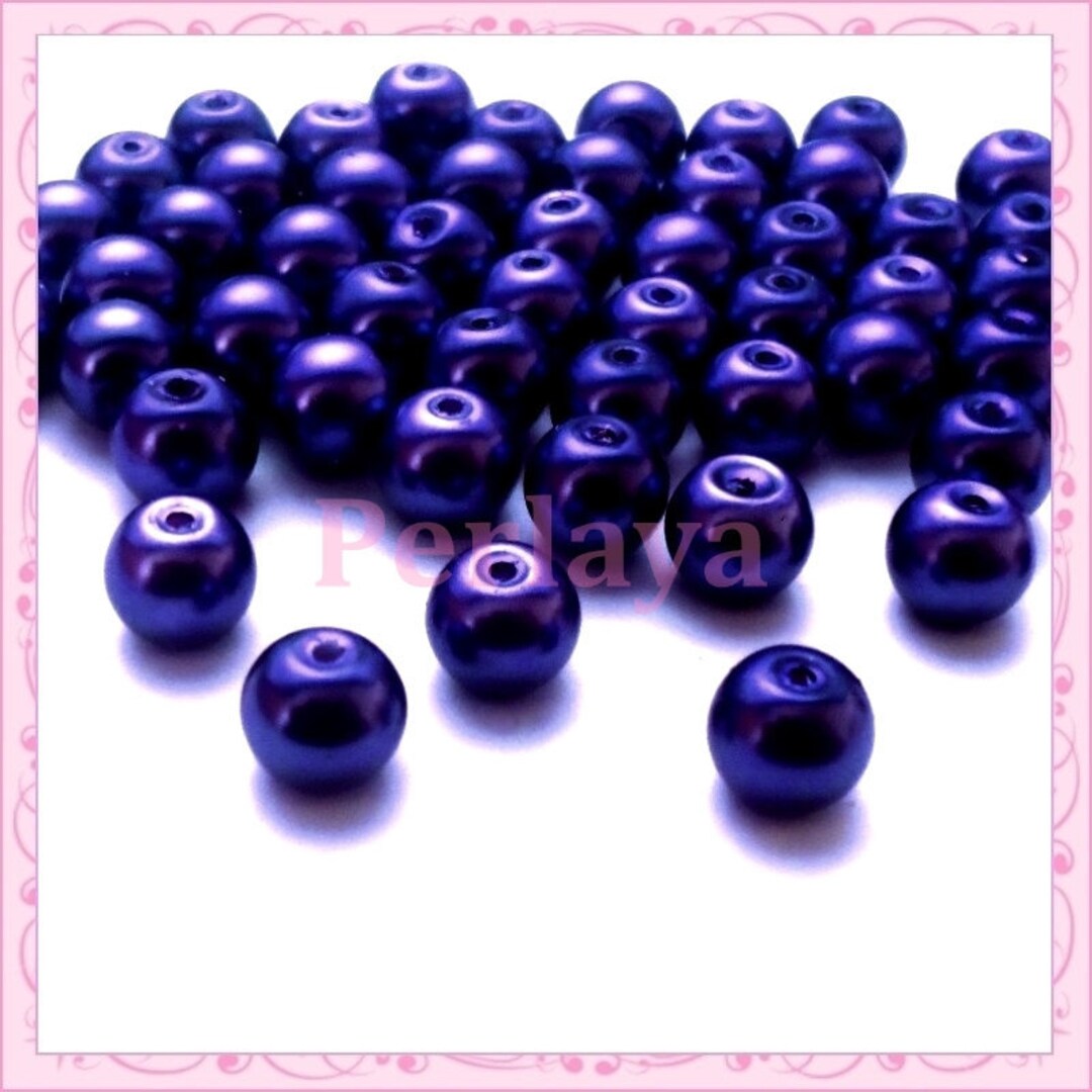 50 Pearly 8mm Pearly Beads in Blue Glass REF827 - Etsy