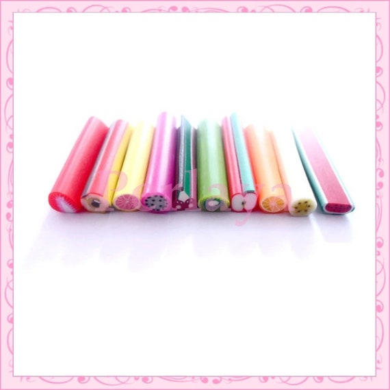 Mix of 10 mini REF1019 fruit fimo canes | Etsy