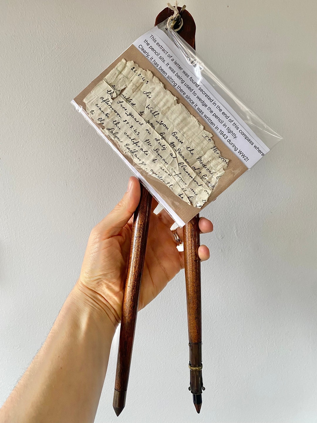 Large WW2 Fire Guard Treen Compass With Surprise Provenance please Read ...