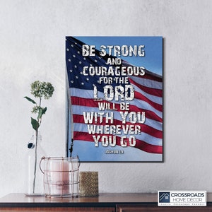 Strong and Courageous Joshua 1:9 Canvas Print, Christian Room Decor, Be ...