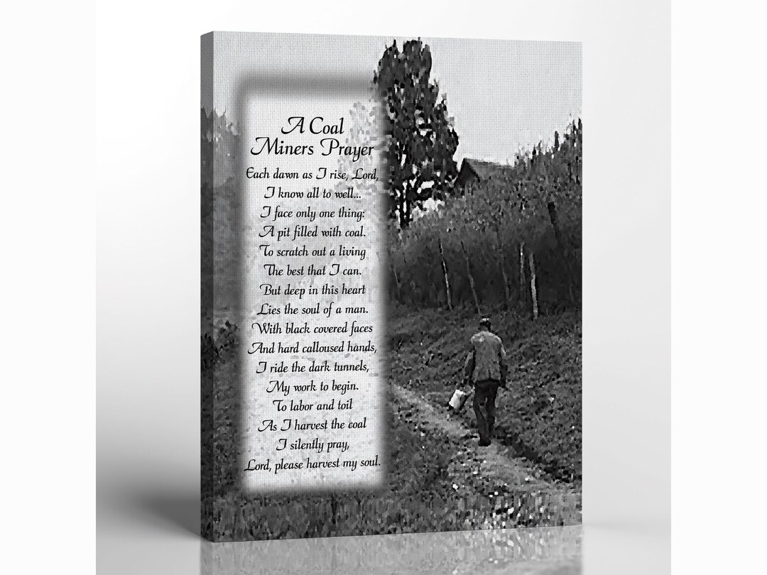 Coal Miner's Prayer Canvas Print, Coal Miner Gifts for Men, Coal Mining ...