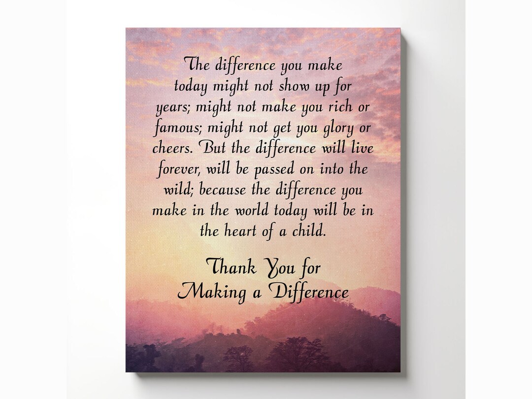 The Difference You Make Canvas Frame, Special Ed Teacher Gift, You Make ...