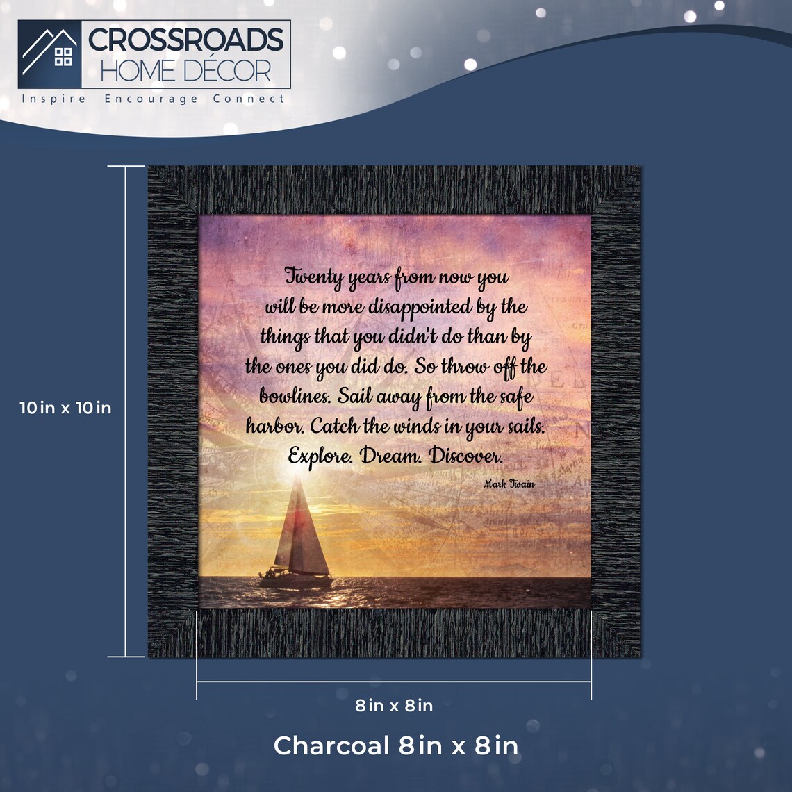 Discovery Motivational Wall Art Framed Mark Twain Quotes | Etsy