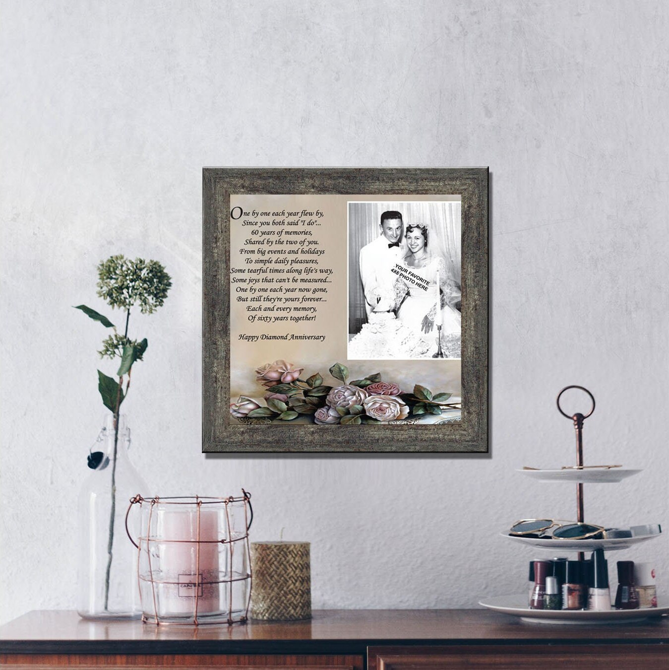 Diamond, 60th Anniversary Picture Frame, Diamond Anniversary Gifts ...