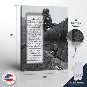 Coal Miner's Prayer Canvas Print, Coal Miner Gifts for Men, Coal Mining ...