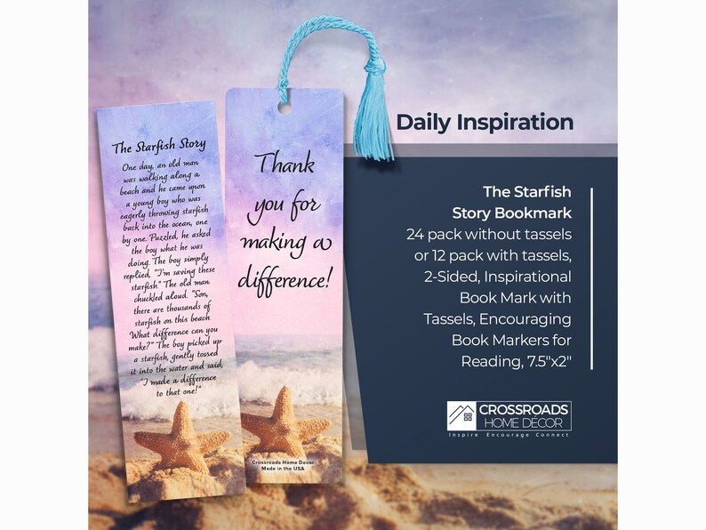 Starfish Story Bookmarks, Teacher Thank You Cards From Student, Bulk ...