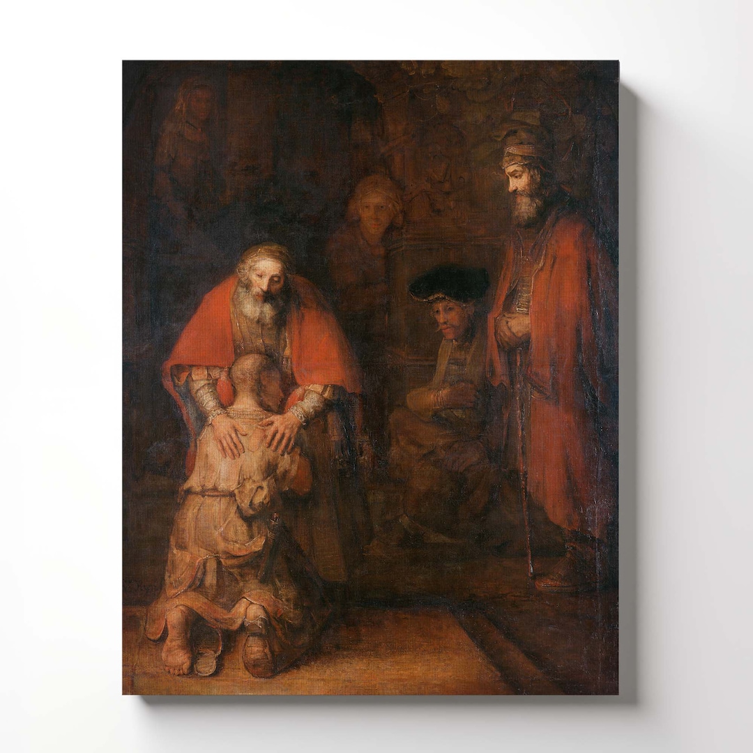 The Return of Prodigal Son by Rembrandt Print Canvas, Famous Art Prints ...