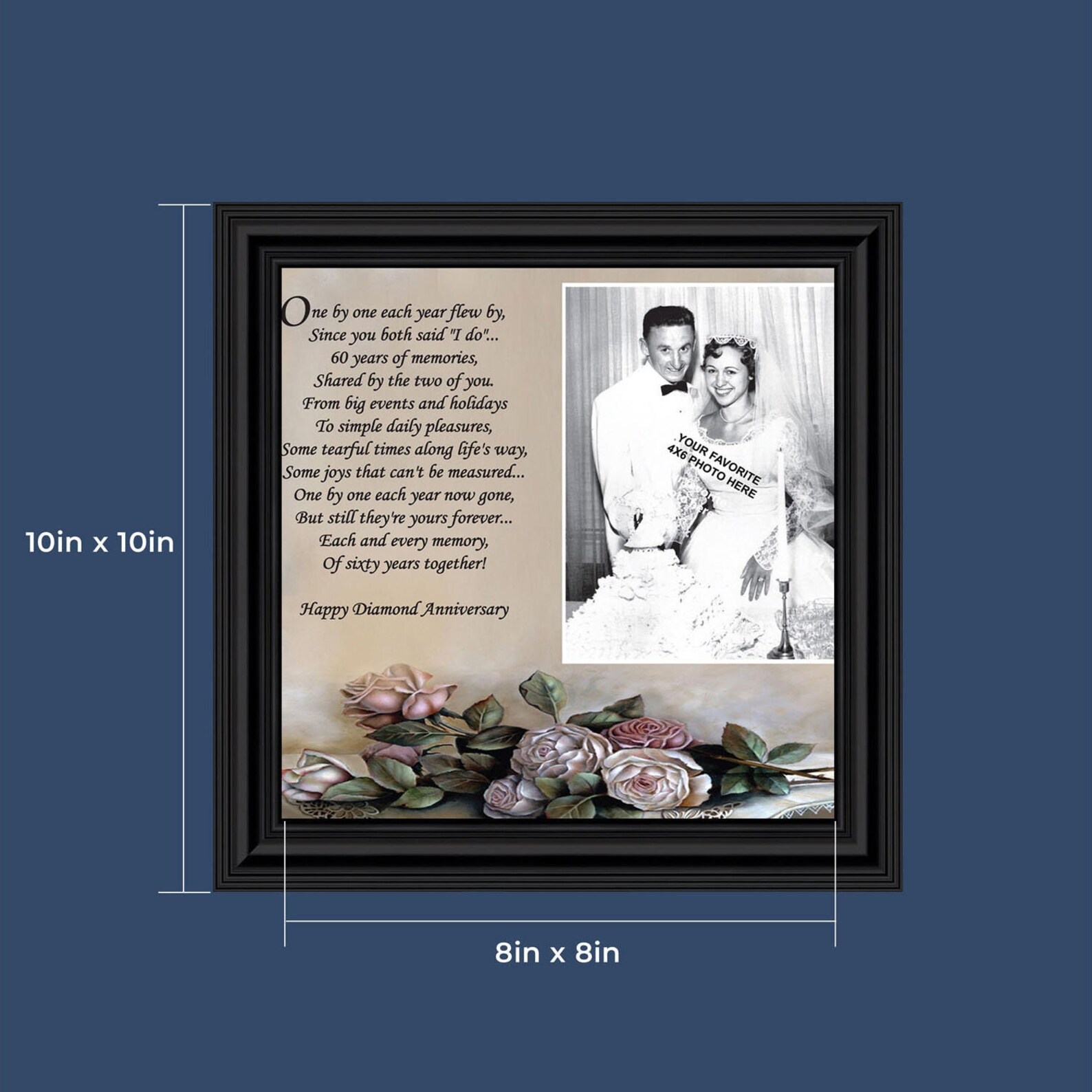 Diamond, 60th Anniversary Picture Frame, Diamond Anniversary Gifts ...