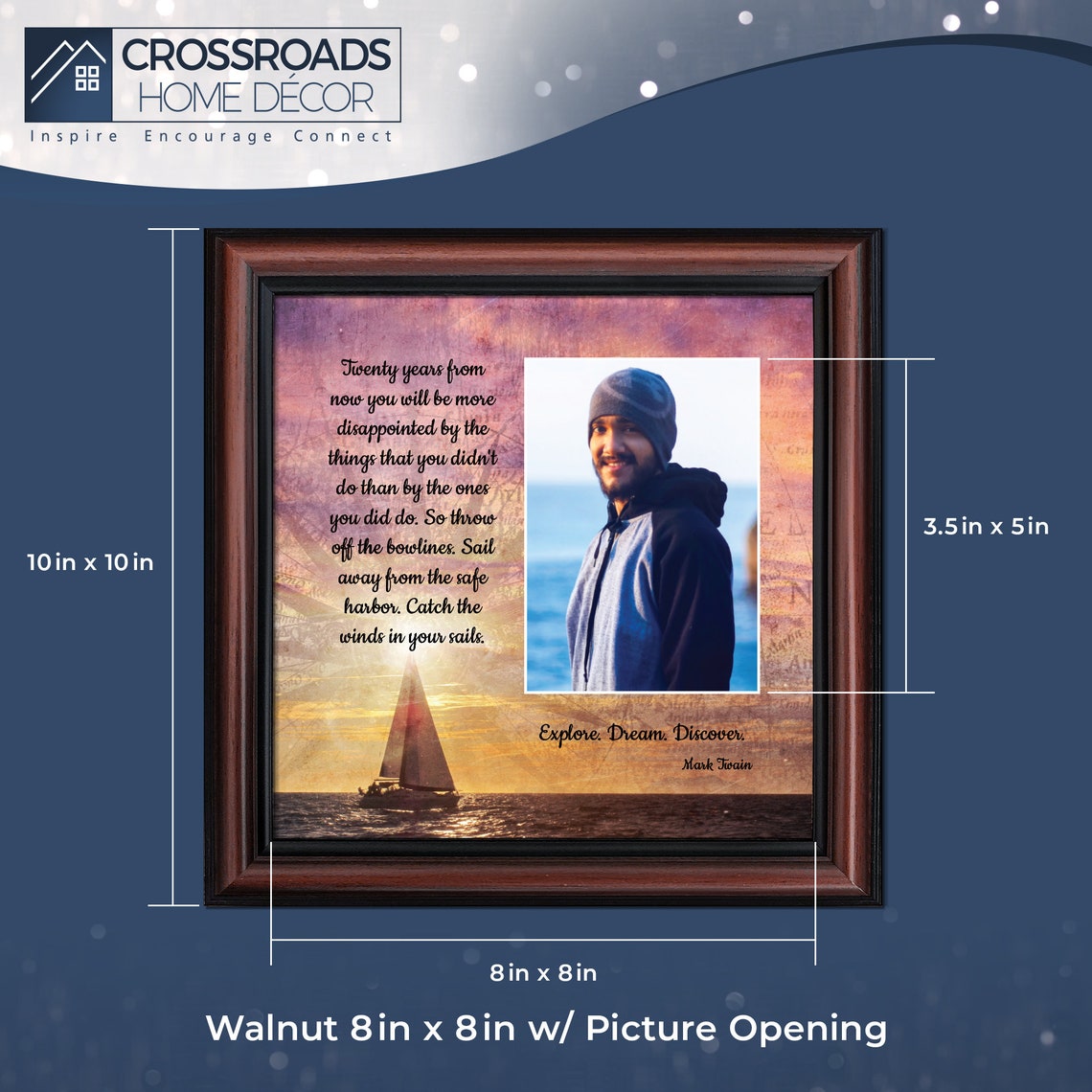 Discovery Motivational Wall Art Framed Mark Twain Quotes | Etsy