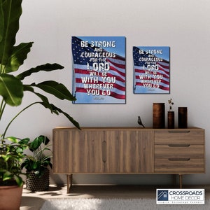 Strong and Courageous Joshua 1:9 Canvas Print, Christian Room Decor, Be ...