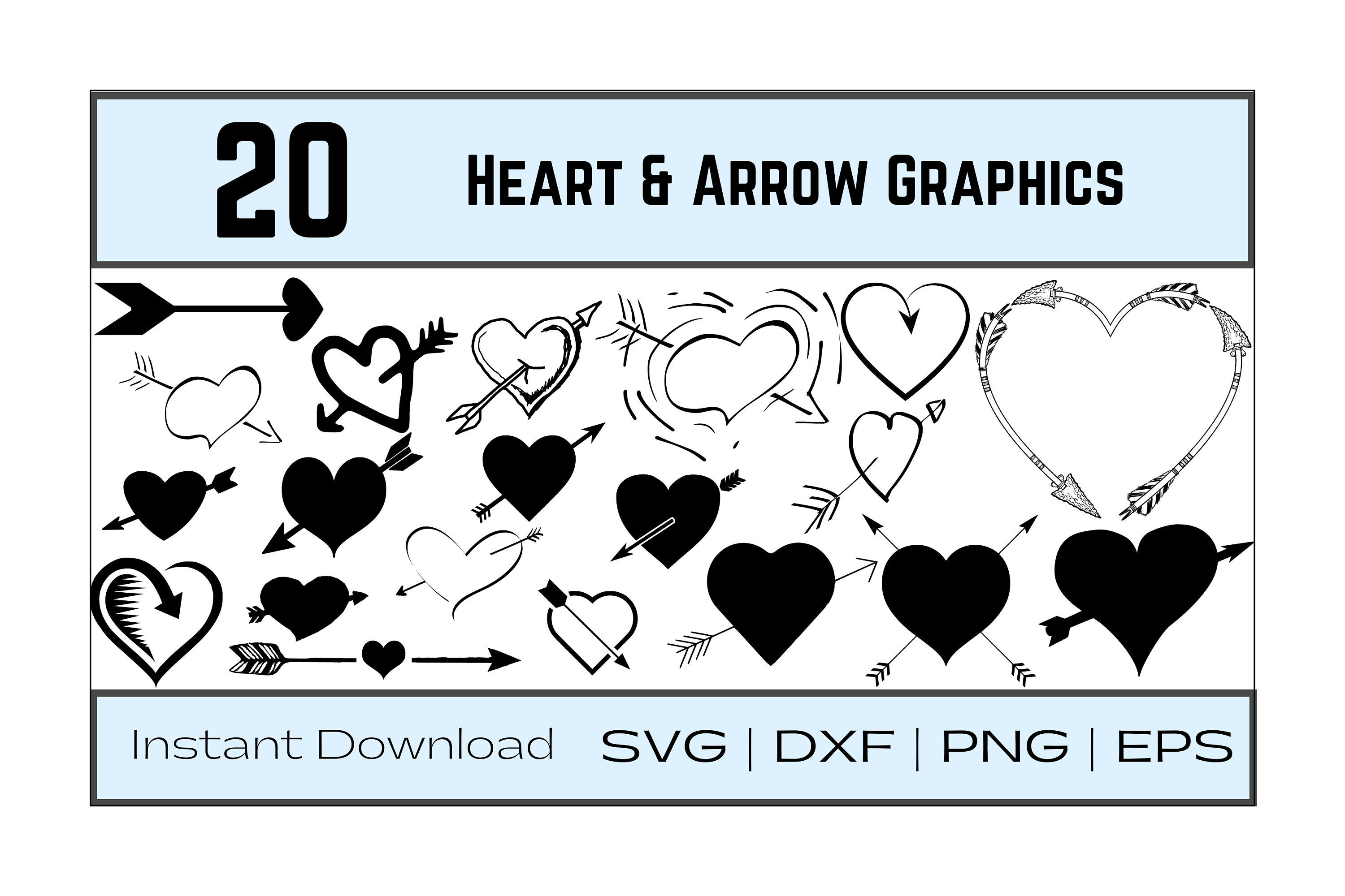 20 Heart Arrow Svg Bundle | Valentine's Day Svg | Arrow Through Heart Svg | Cut File Bundle - Etsy