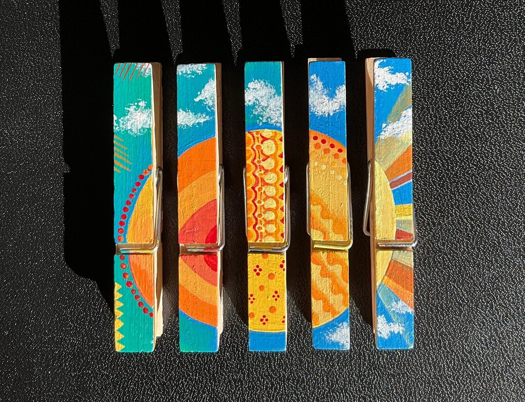 Sunfish Handpainted Clothespins Photo Clips ~ Laundry Supplies ~ Kids ...
