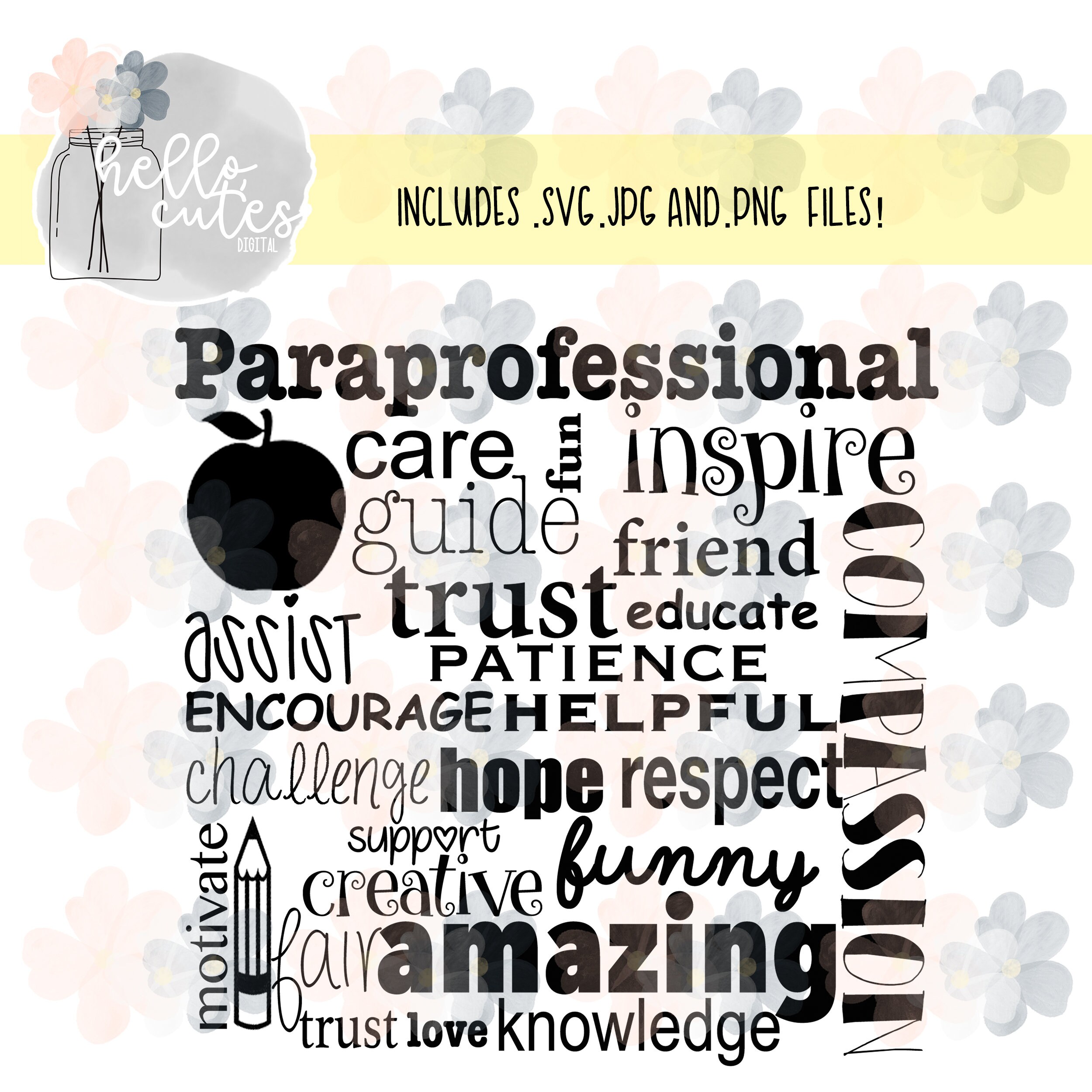 Paraprofessional Appreciation Design Png Eps Svg & Jpg - Etsy