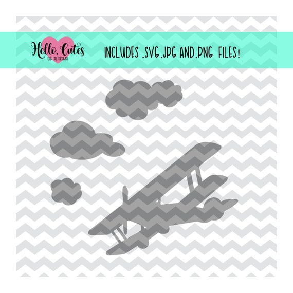 Flying Plane Design With Clouds Cricut Cut Files Jpg Files - Etsy