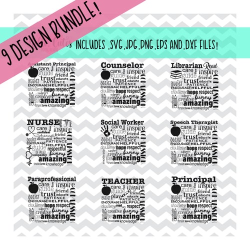 BUNDLE School Staff Appreciation Day/week: 9 Designs Cut - Etsy