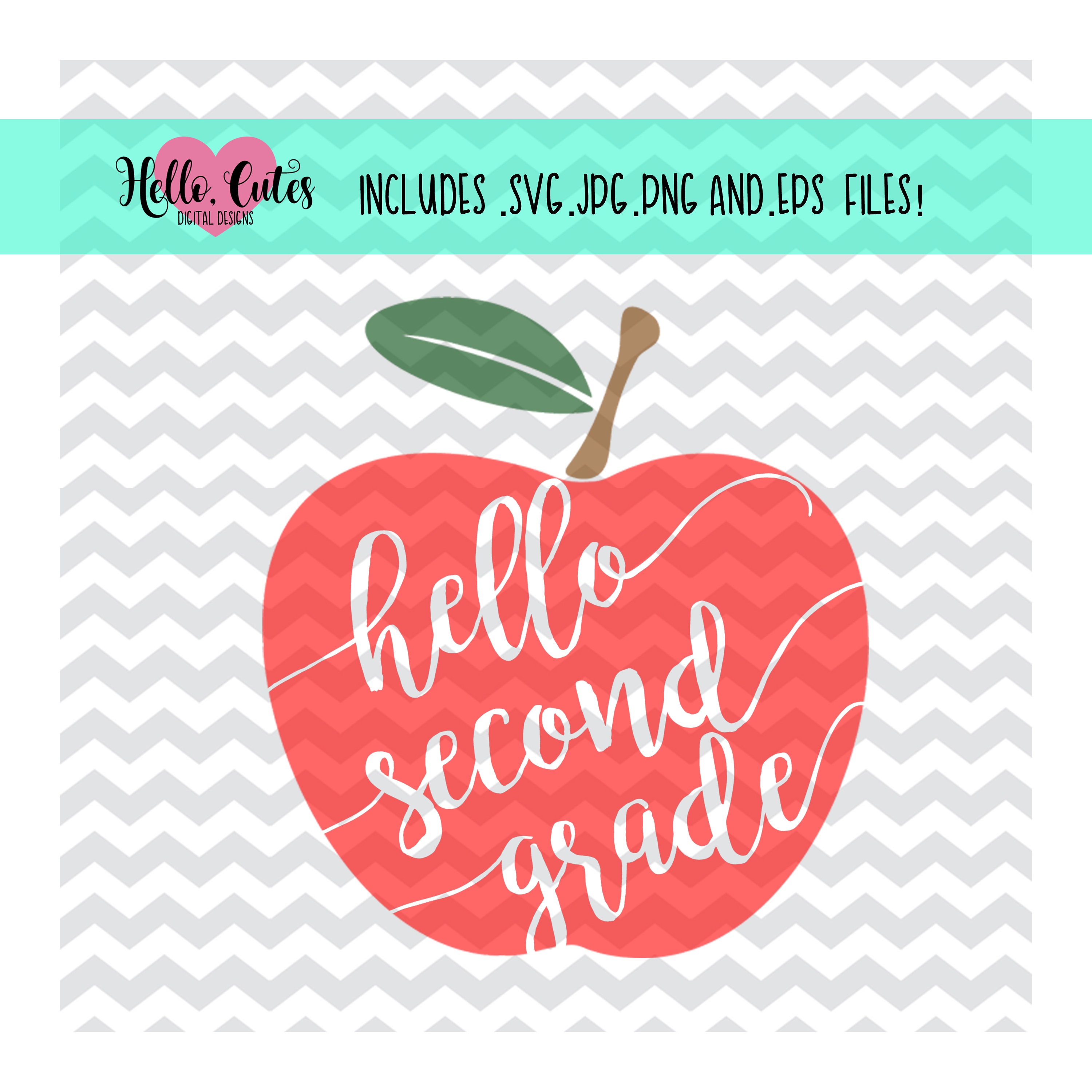 Hello Second Grade Design cut file svg png jpg eps | Etsy