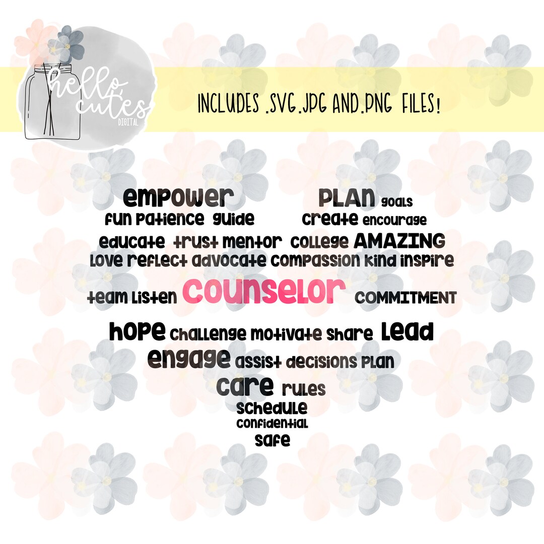 Counselor Heart Design, Word Collage, Appreciation, Svg Files, Png ...