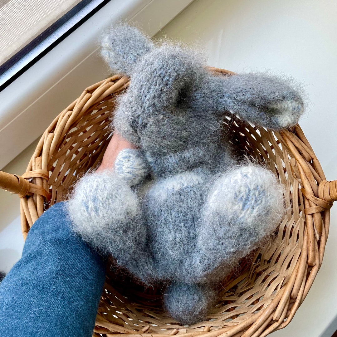 Knitted Blue Holland Lop Bunny Realistic Blue Stuffed Rabbit Knitted ...