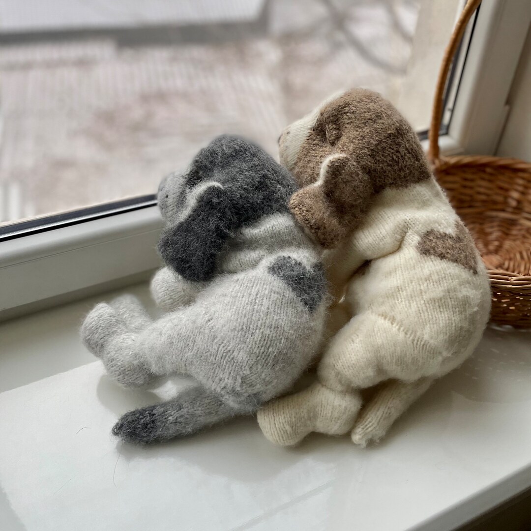 Two Knitted Realistic Puppies Puppies Soft Toy Knitted Puppies Knitted ...