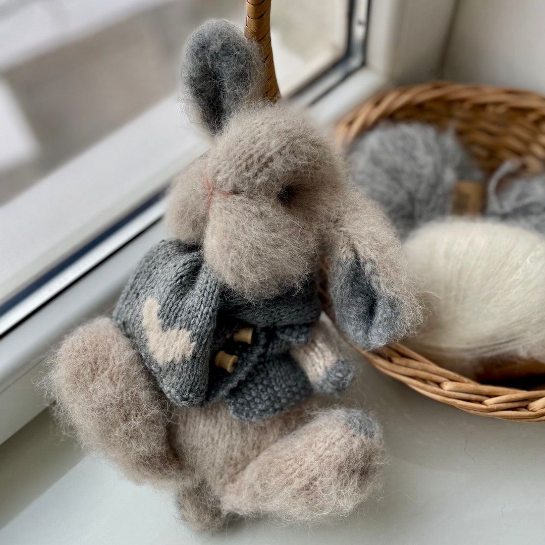 Knitted Holland Lop Bunny in a Clothes Knitted Realistic Bunny in a ...