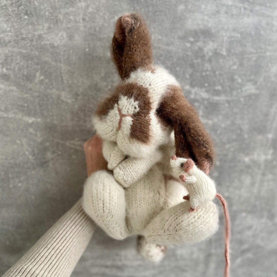 Knitted Realistic Toys Holland Lop and Mouse Knitted Rabbit Knitted ...