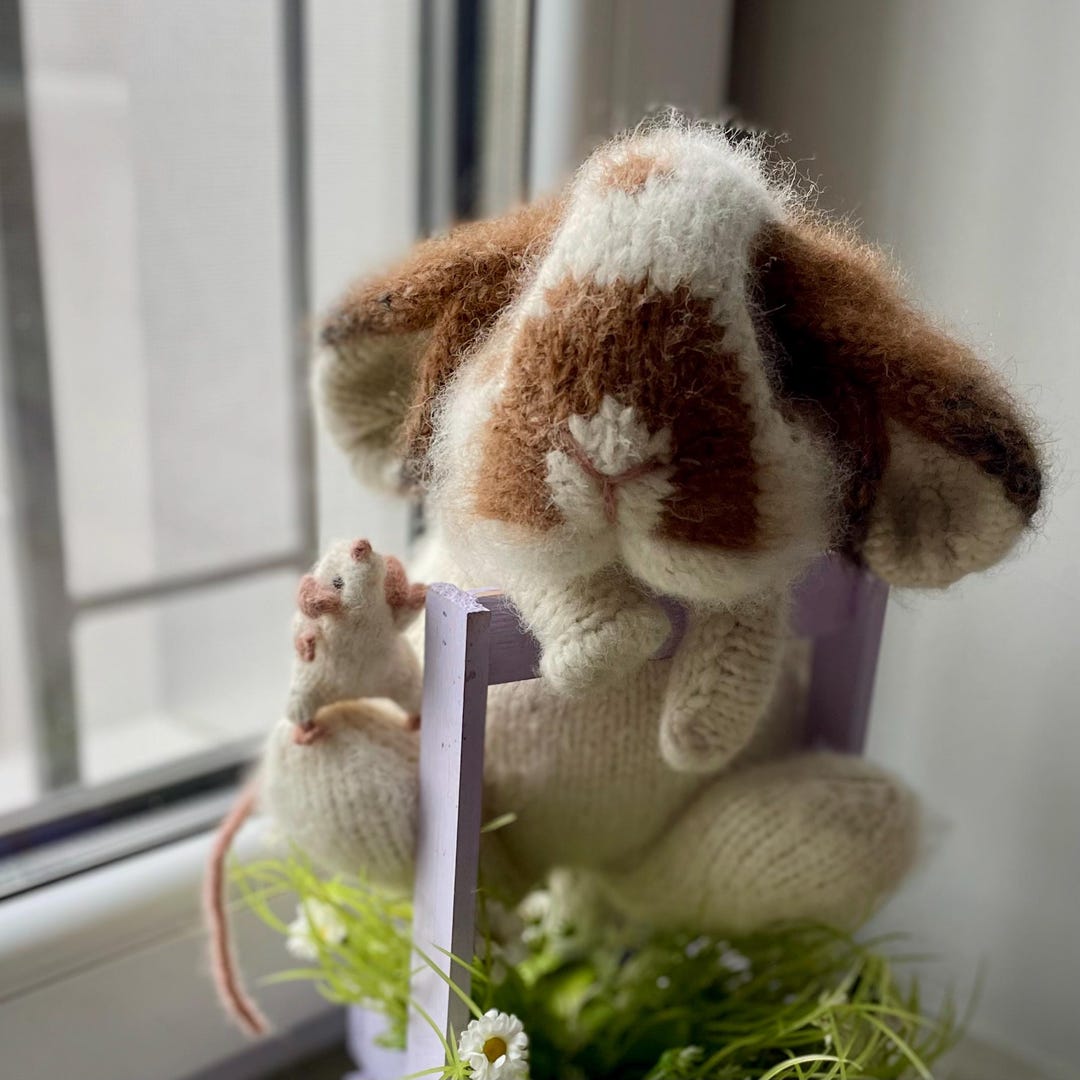 Knitted Realistic Toys Holland Lop and Mouse Knitted Rabbit Knitted ...