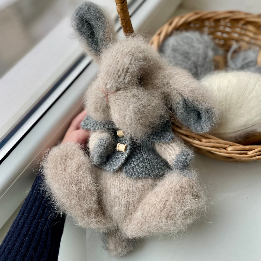 Knitted Holland Lop Bunny in a Clothes Knitted Realistic Bunny in a ...