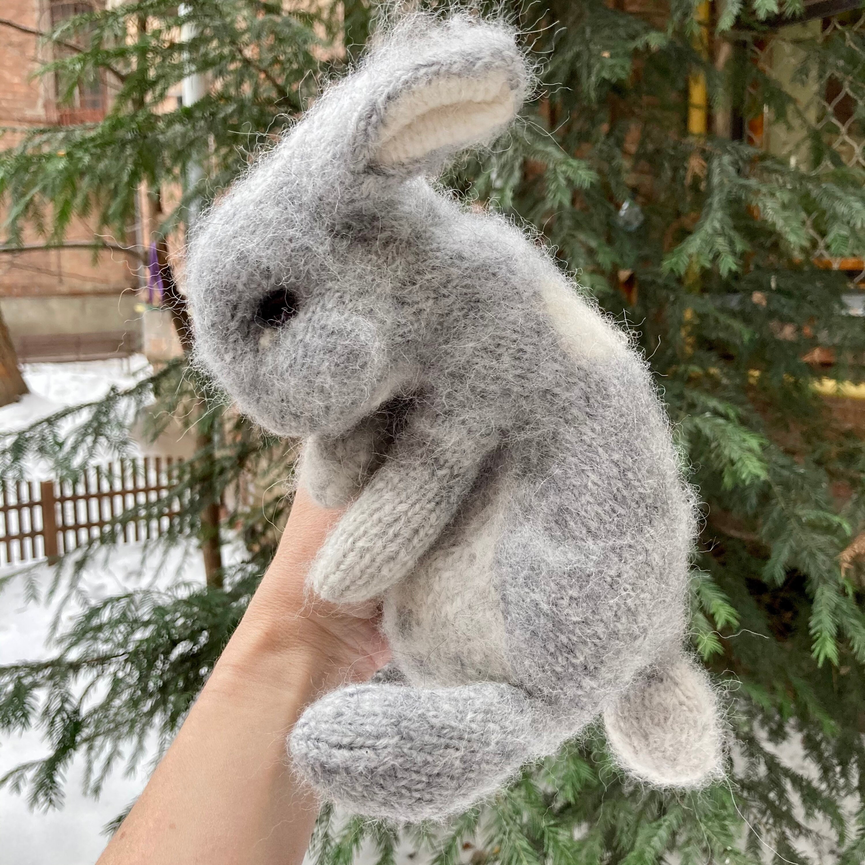 Crochet bunny gray Knitted Bunny Rabbit Wild animal Crochet | Etsy