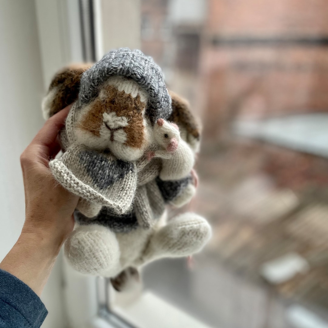 Knitted Holland Lop Bunny & Mouse Plush Toy: Alpaca Wool - Etsy