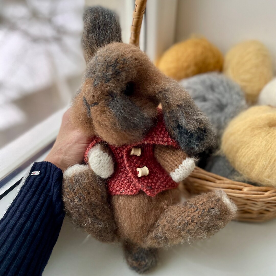 Knitted Holland Lop Bunny in a Clothes Knitted Realistic Bunny in a ...
