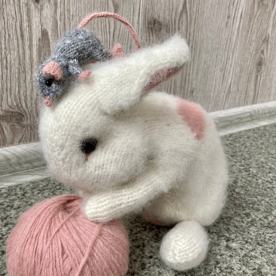Crochet realistic white bunny and gray mouse Crochet rabbit | Etsy