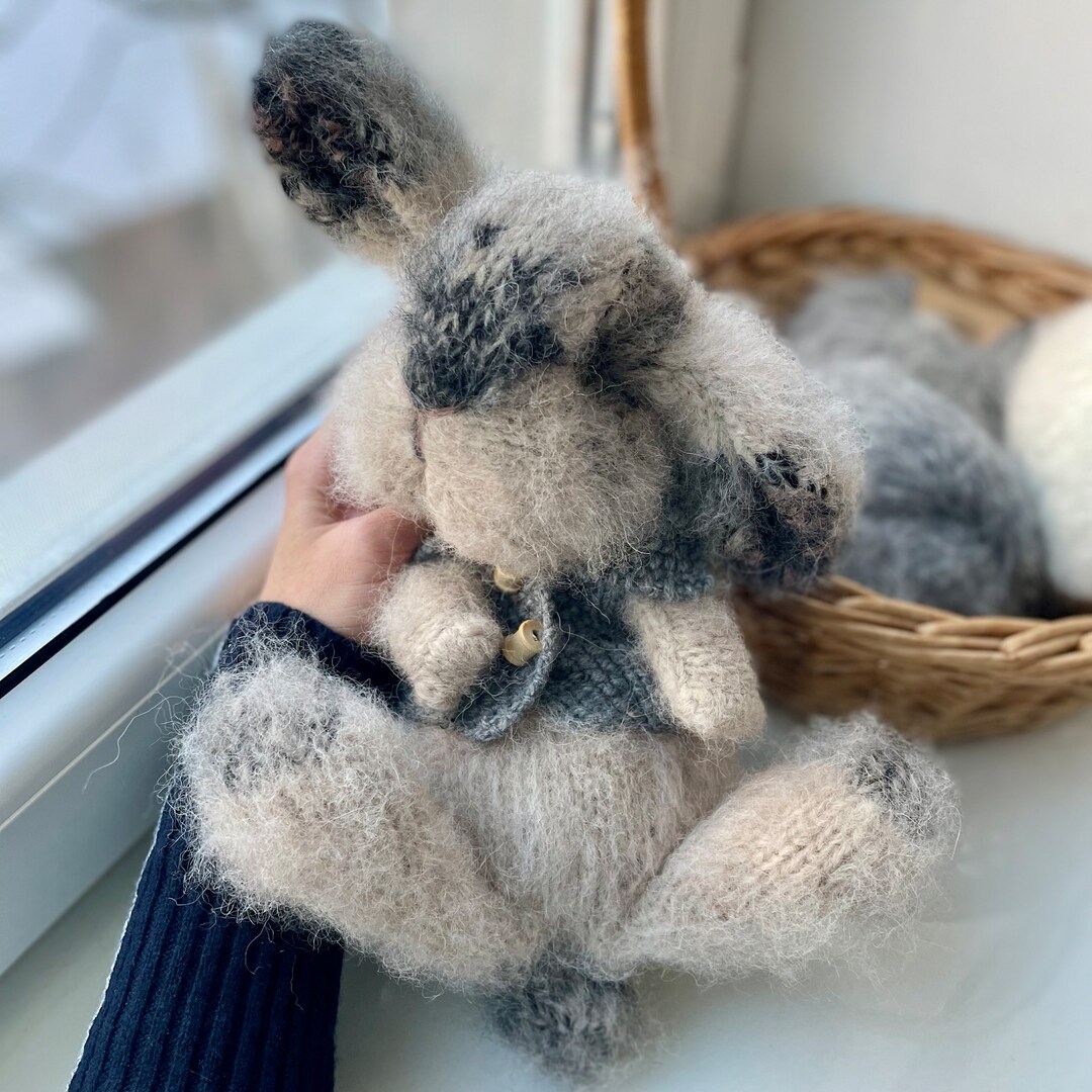 Knitted Holland Lop Bunny in a Clothes Knitted Realistic Bunny in a ...