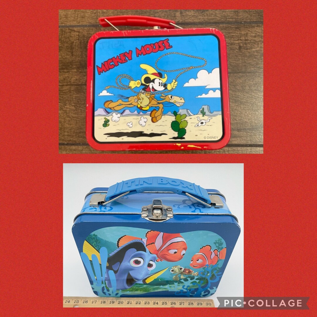 1990 Disney Mickey Mouse Storage Tin Lunch Box / Dory and Nemo Tin ...