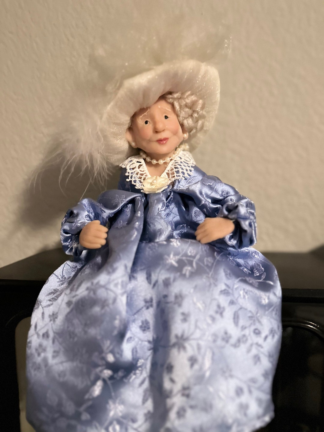 Vintage Old Cute Lady Doll, Beautiful Art Work, Clothes and Hat in Good ...