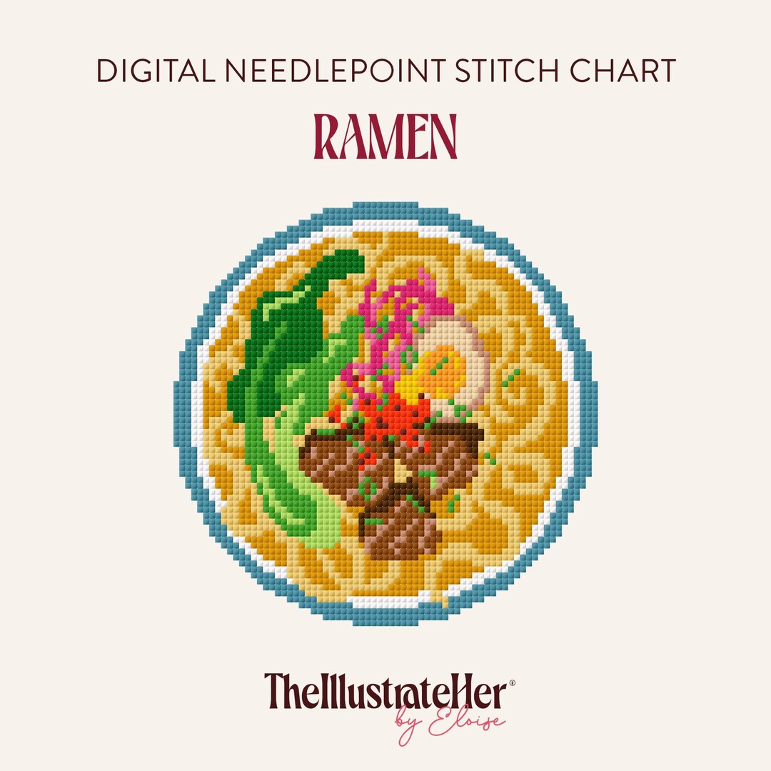 Ramen Bowl - Digital Needlepoint Stitch Chart - 18 Mesh | Noodles - Etsy