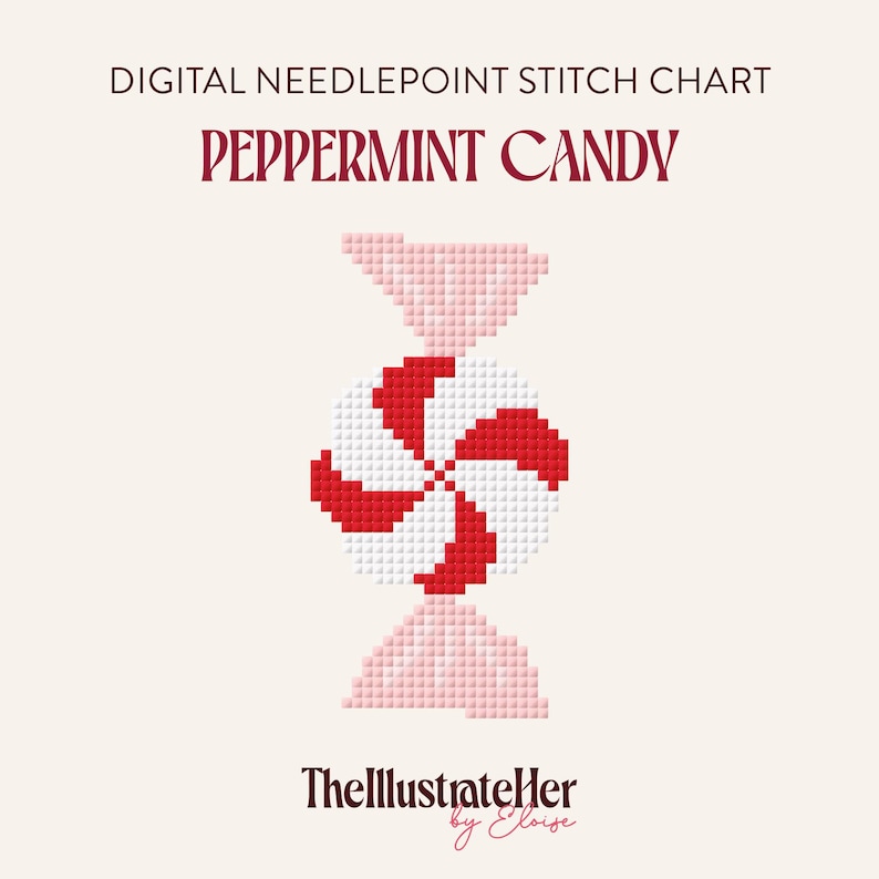 Peppermint Candy - Digital Needlepoint Stitch Chart - 13 Mesh ...